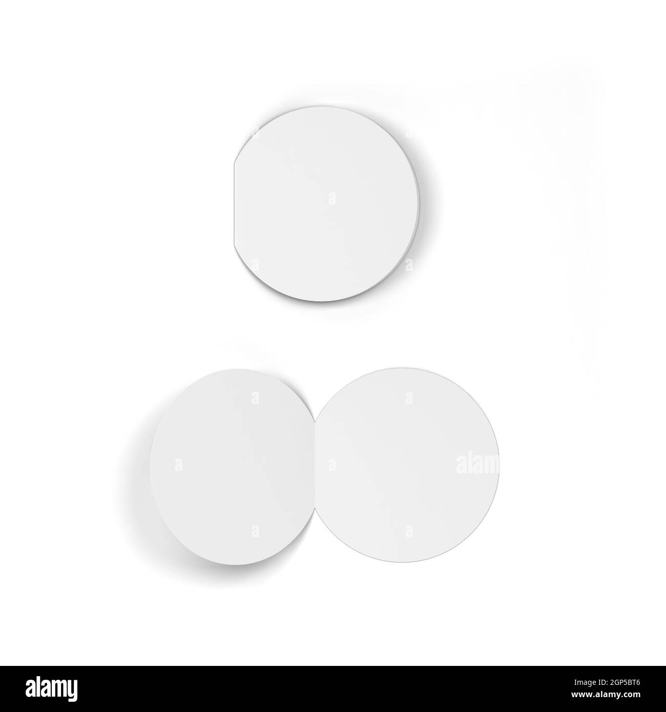 Blank bi-fold round brochure. 3d illustration isolated on white ...