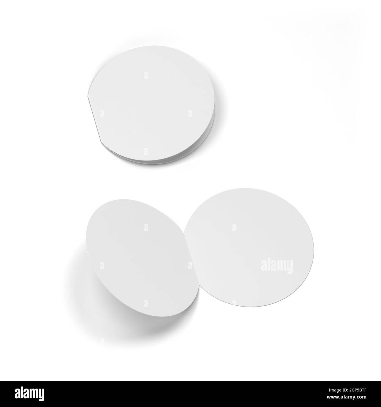 Blank bi-fold round brochure. 3d illustration isolated on white ...