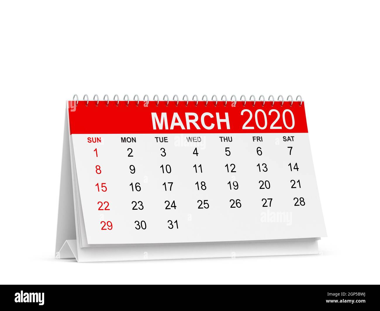 Calendar for 2020 year. 3d illustration isolated on white background ...
