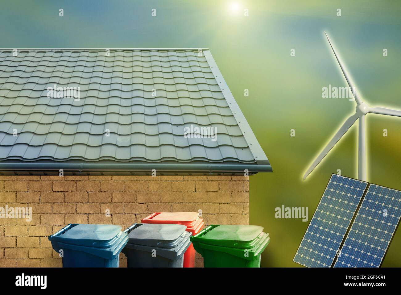 Plastic trash can for separate garbage collection at yard private ...