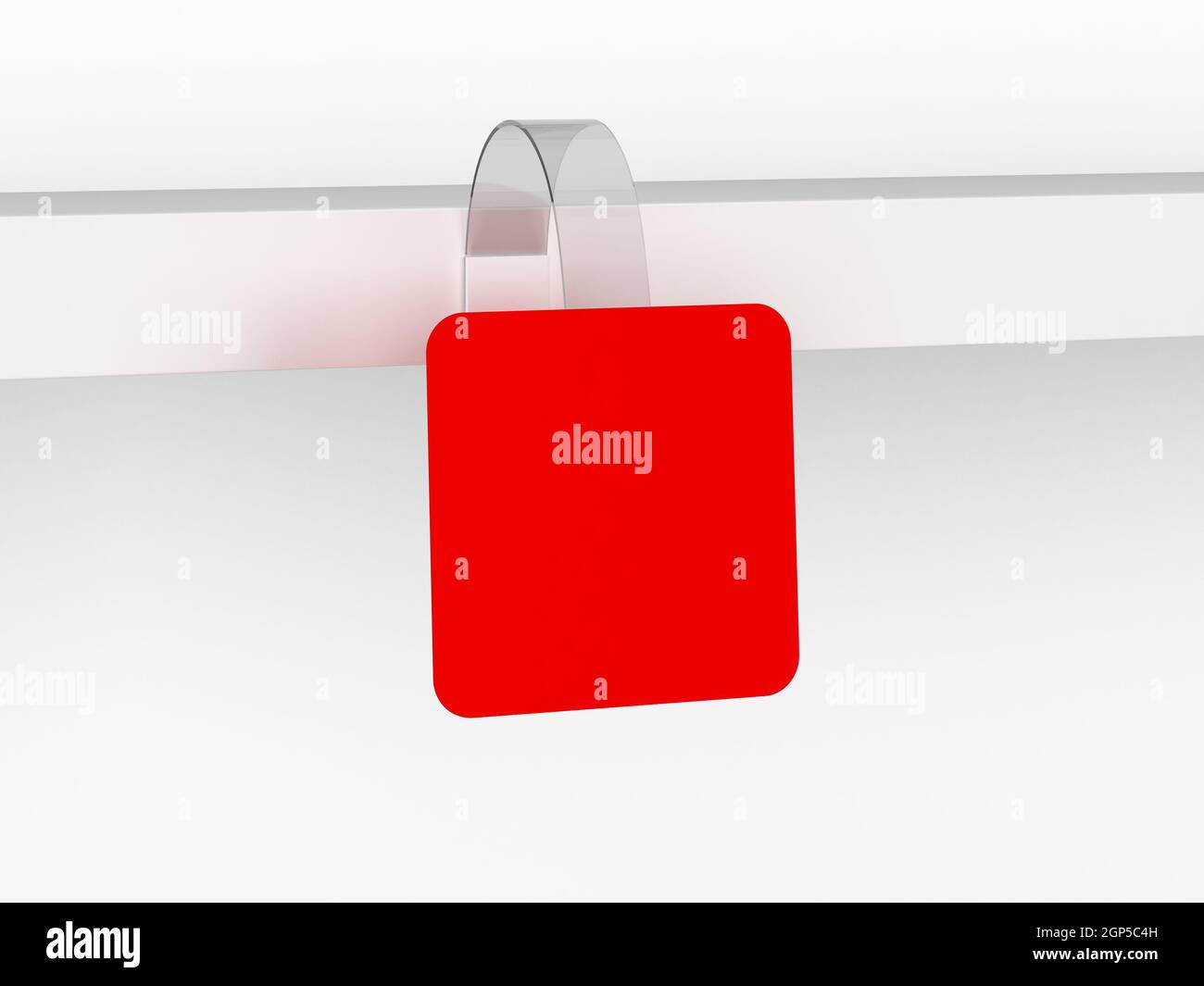 Blank wobbler tag on a market shelf mockup. 3d illustration isolated on ...