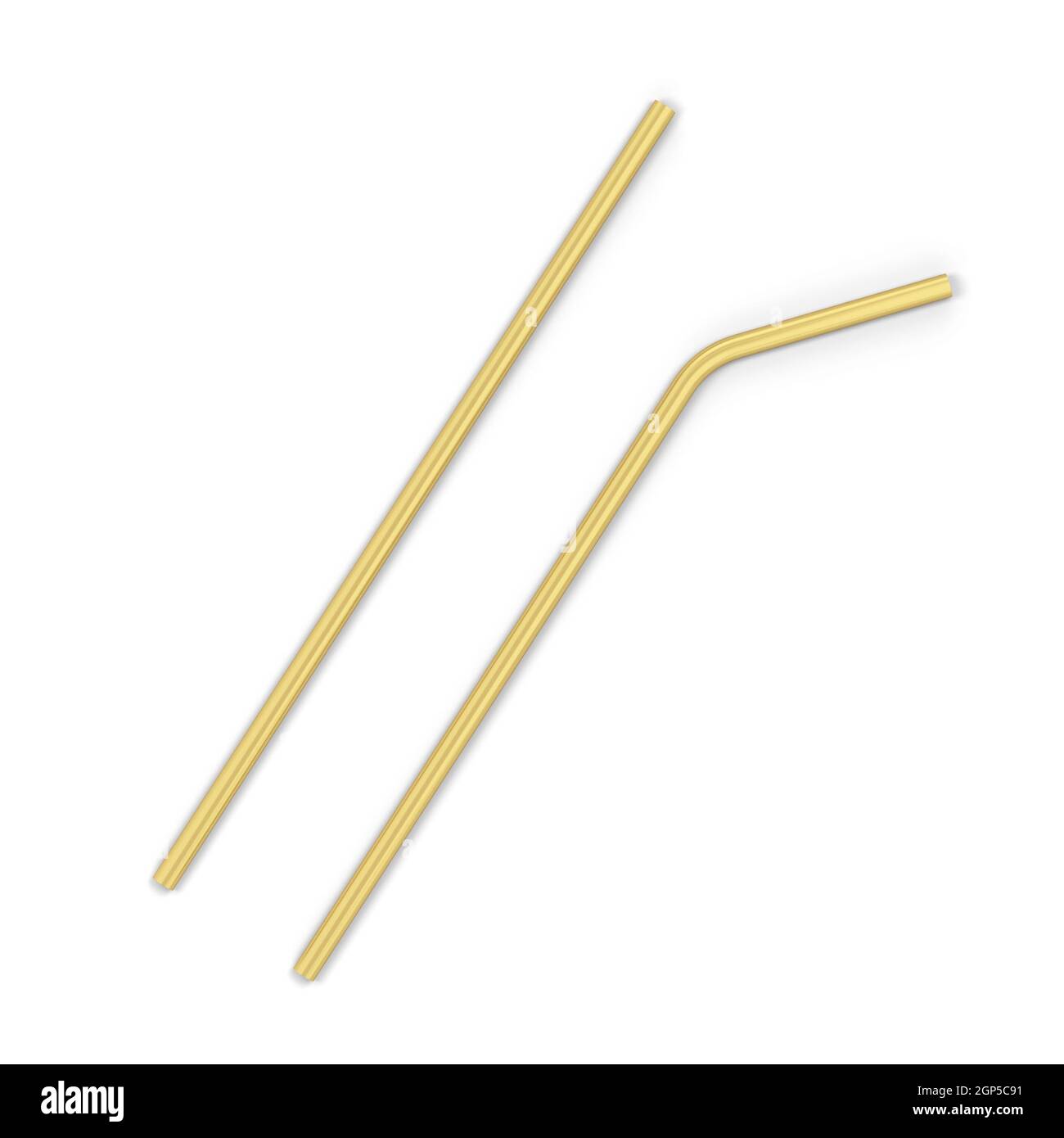 Metallic straw to use instead of plastic one. 3d illustration isolated ...