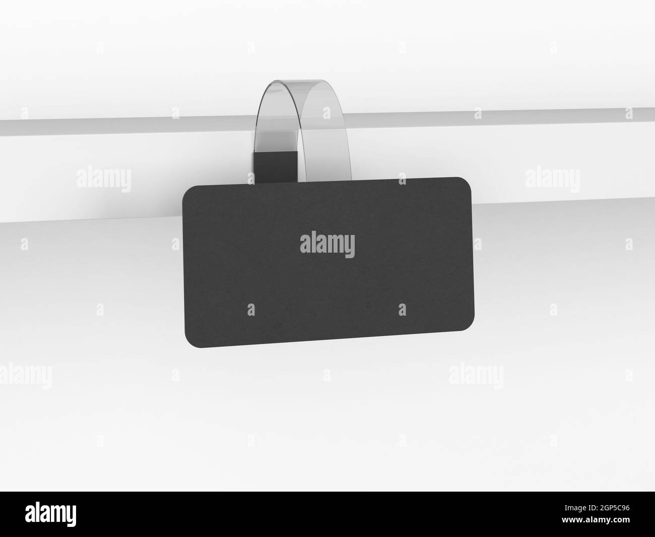 Blank wobbler tag on a market shelf mockup. 3d illustration isolated on ...