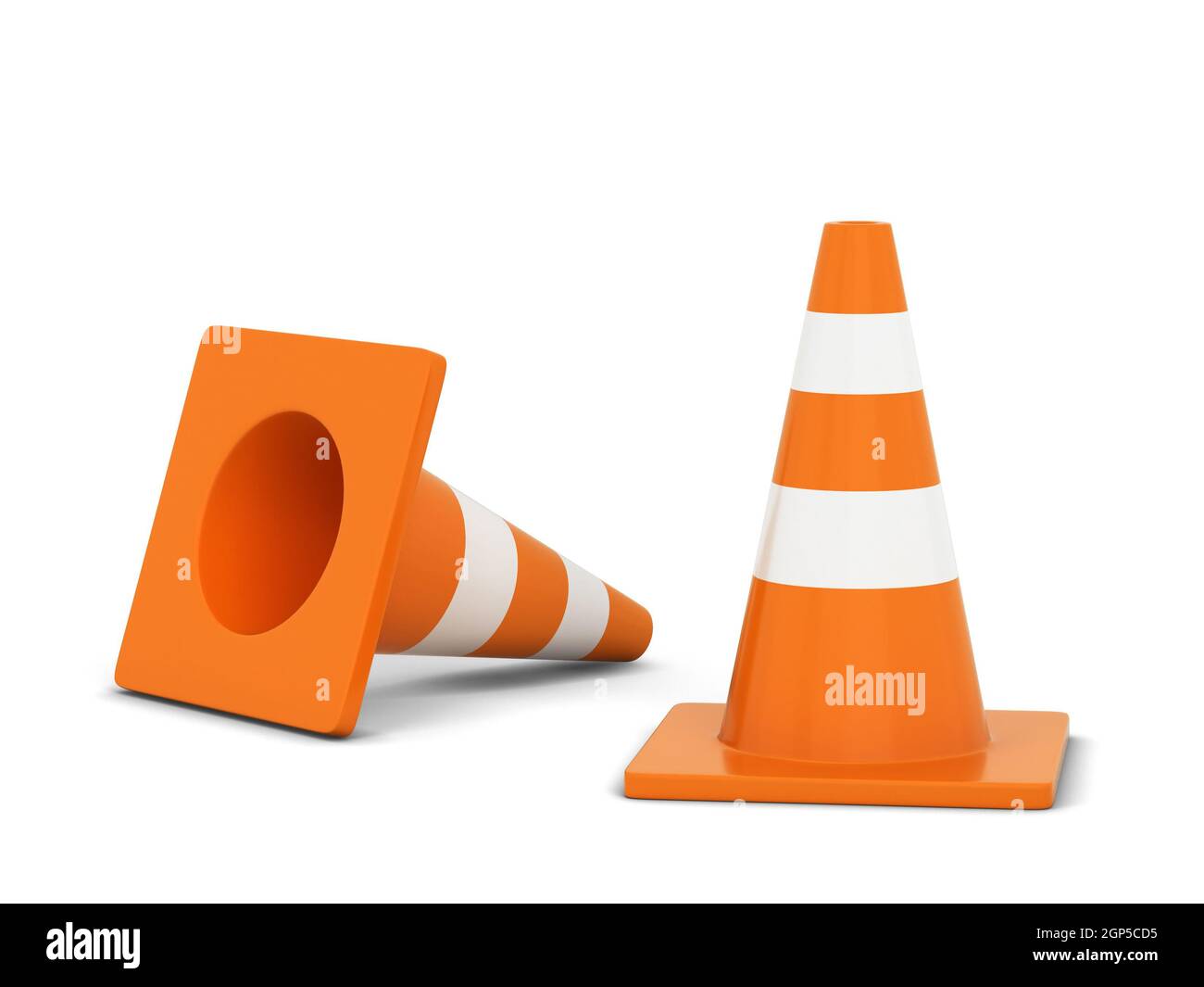 Orange traffic cone. 3d illustration isolated on white background Stock ...