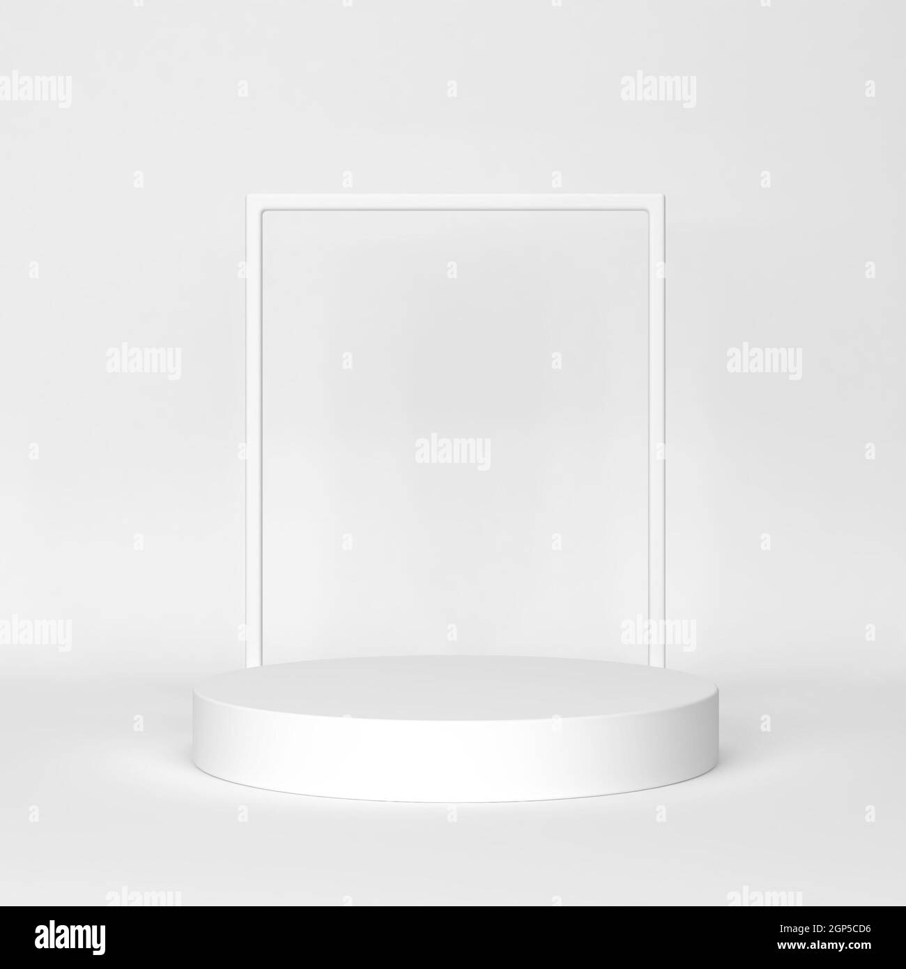 Round podium with a frame. Minimal scene. 3d illustration Stock Photo ...