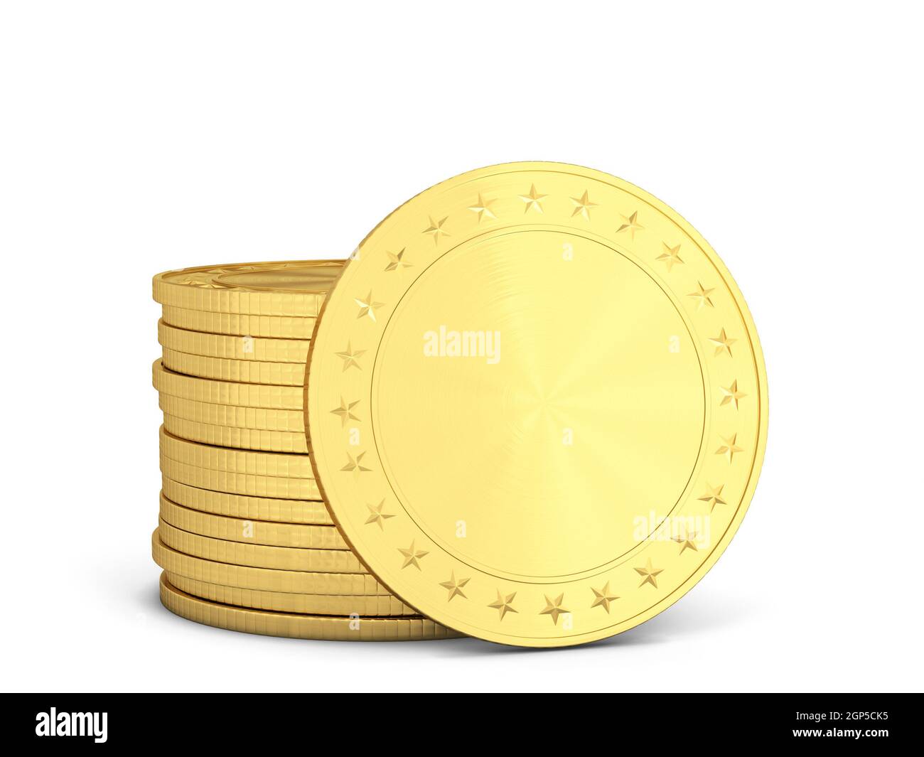 Empty golden coin. 3d illustration isolated on white background Stock ...