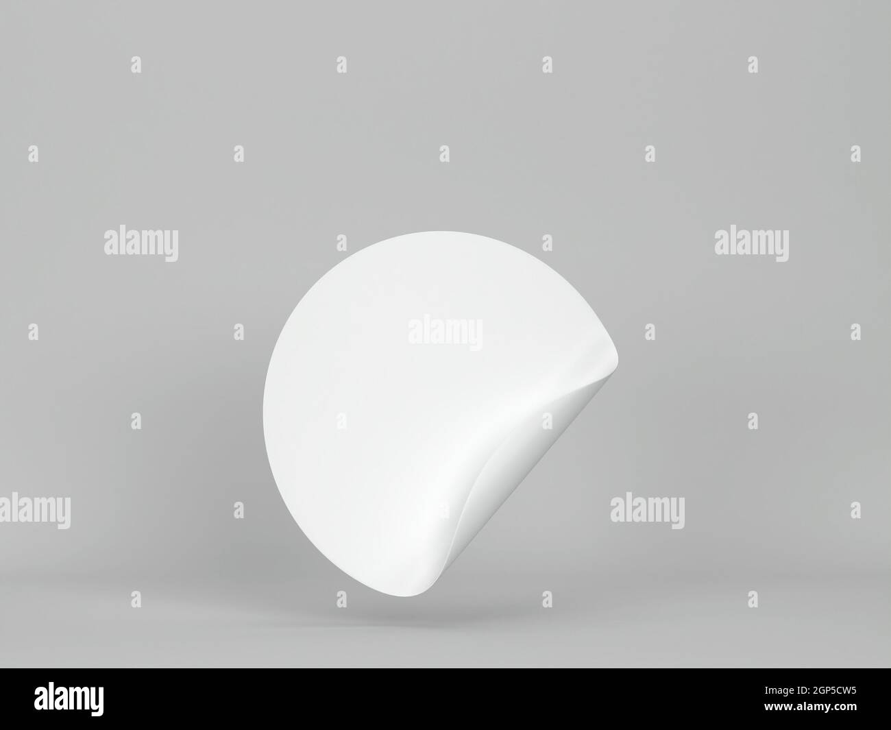 Blank round sticker mockup. 3d illustration on gray background Stock ...