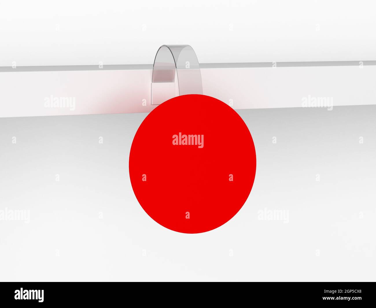 Blank wobbler tag on a market shelf mockup. 3d illustration isolated on ...