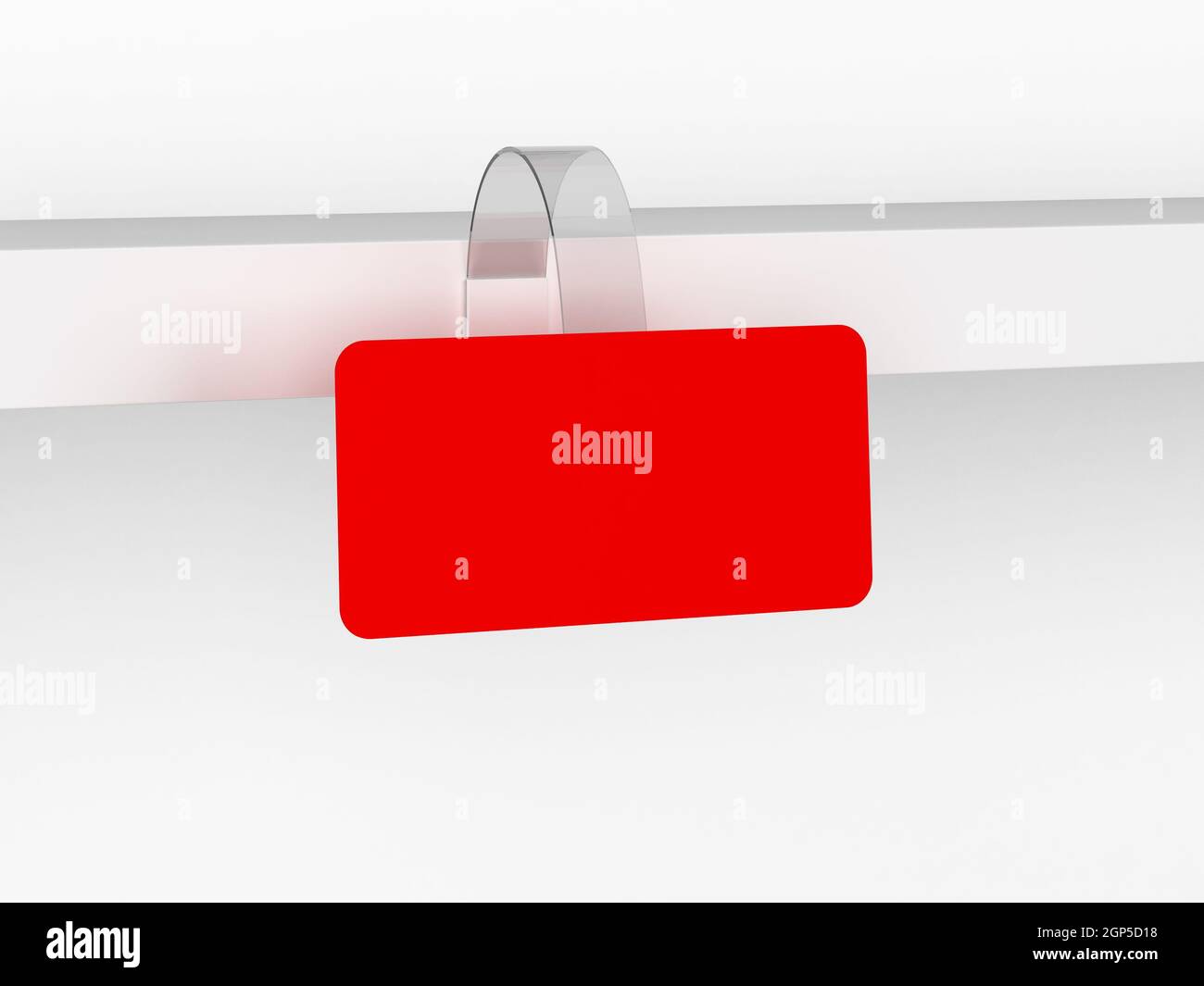 Blank wobbler tag on a market shelf mockup. 3d illustration isolated on ...