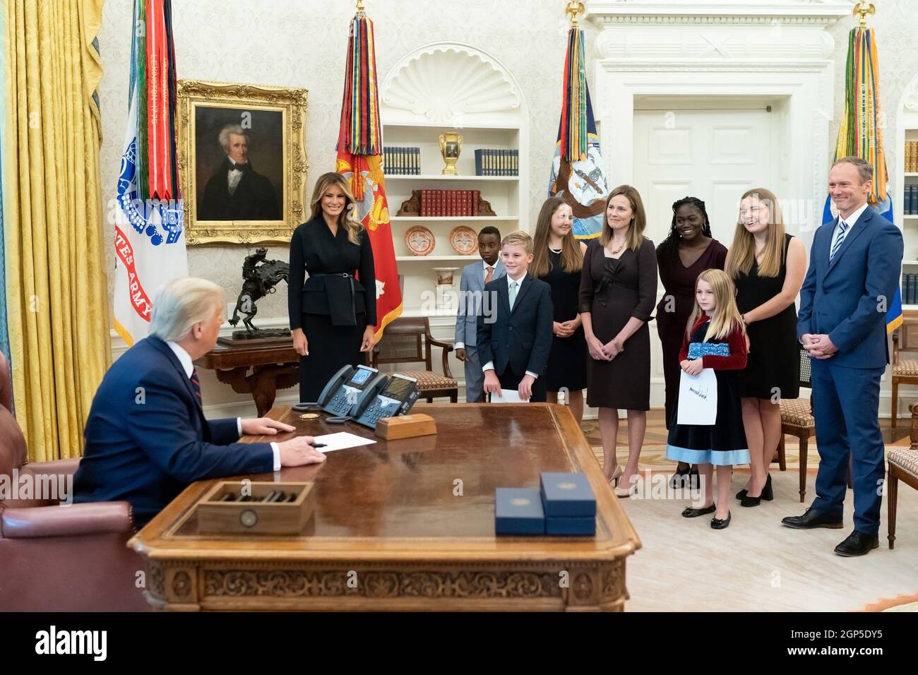 President Donald Trump and First Lady Melania Trump meet with Judge Amy ...