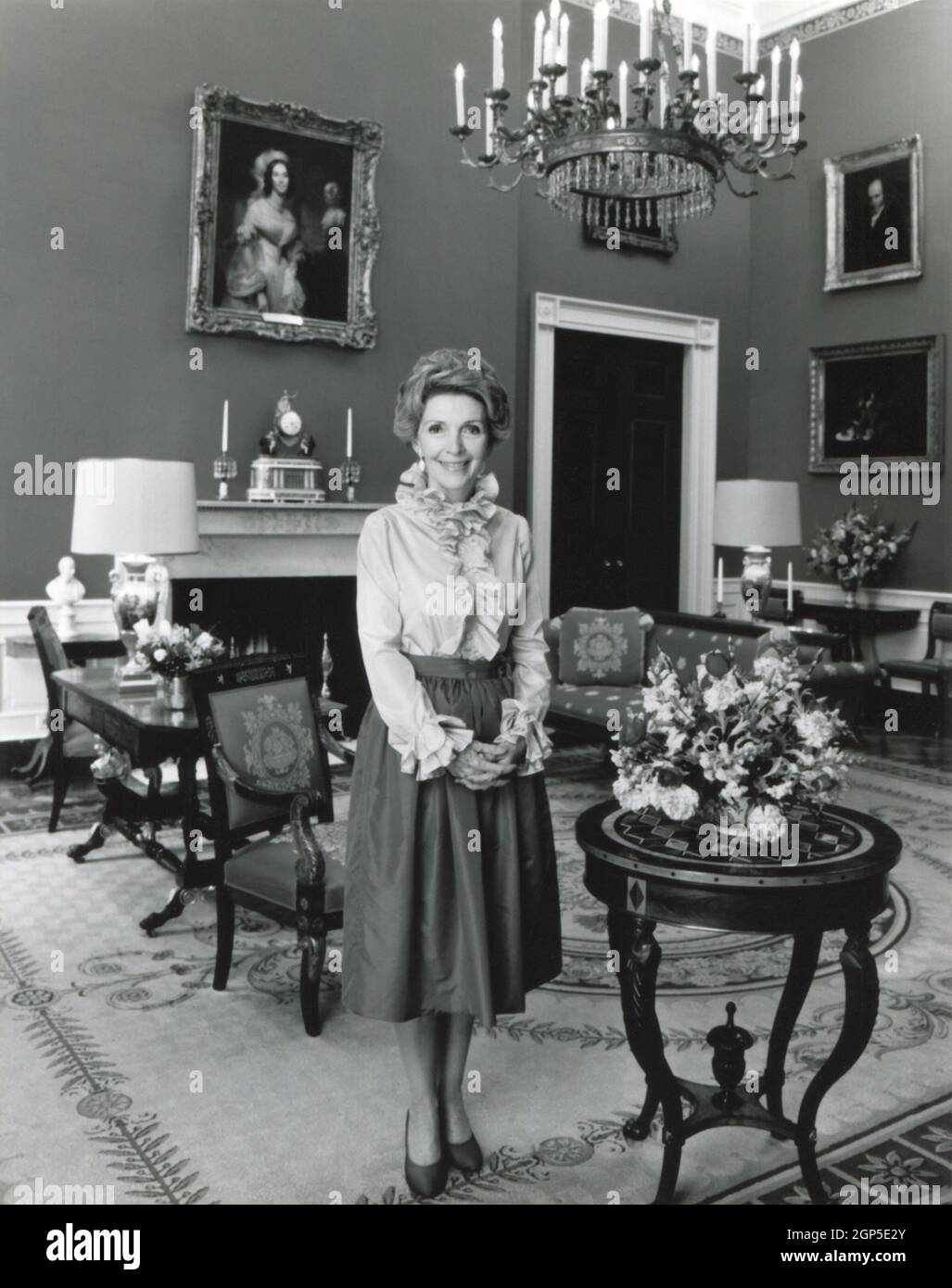 Nancy Reagan poses in the White House Red Room for her official first ...