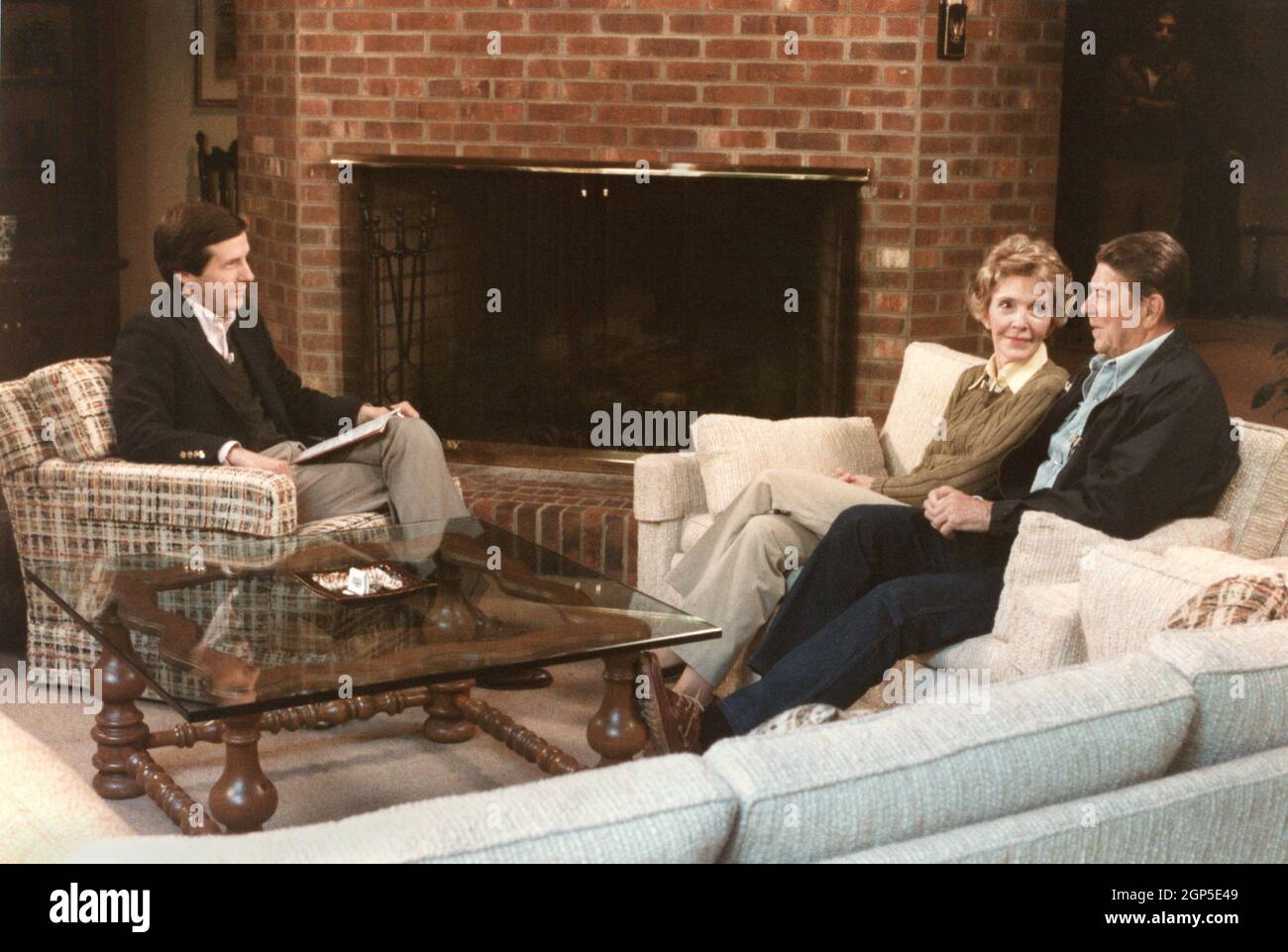ABC Television Correspondent Charles Gibson with President Ronald and ...