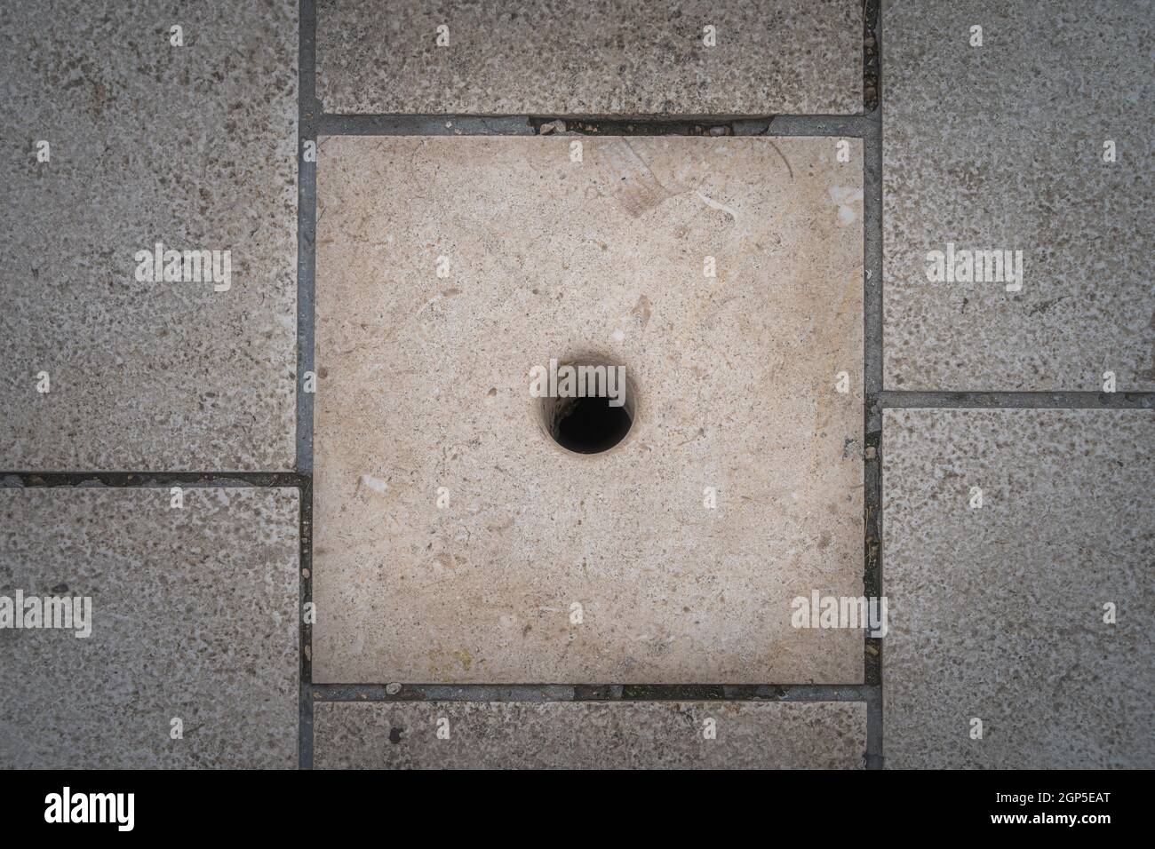 Exit tube of Sea organ, Morske Orgulje, in pavement, architectural ...