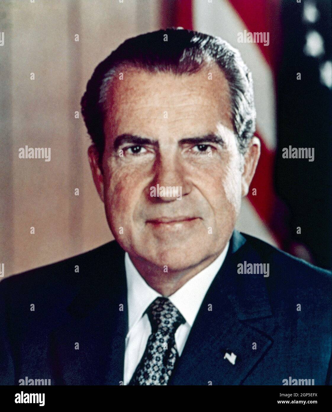 Richard M. Nixon, 37th president of the US from 1969-1974. He wears US ...