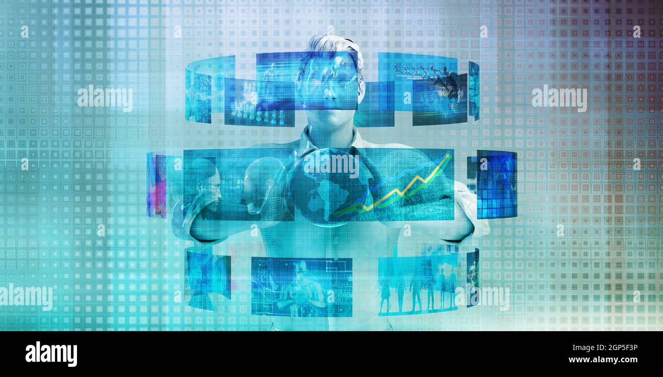 Technology Network with Futuristic Graph Chart Concept Stock Photo - Alamy