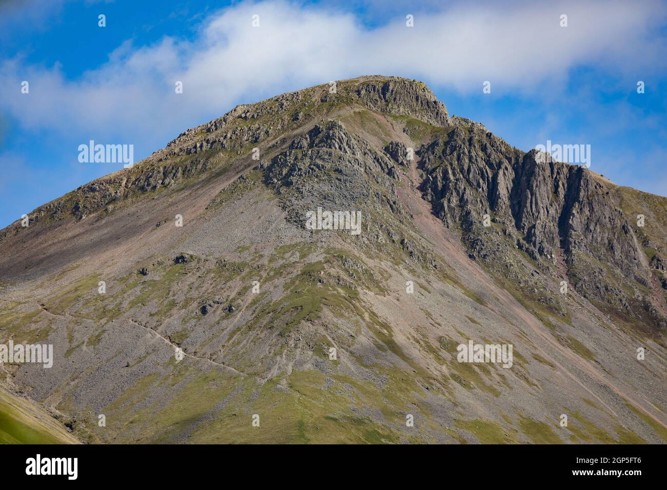Great Gable on a clear day with paths and scree runs clearly visible ...
