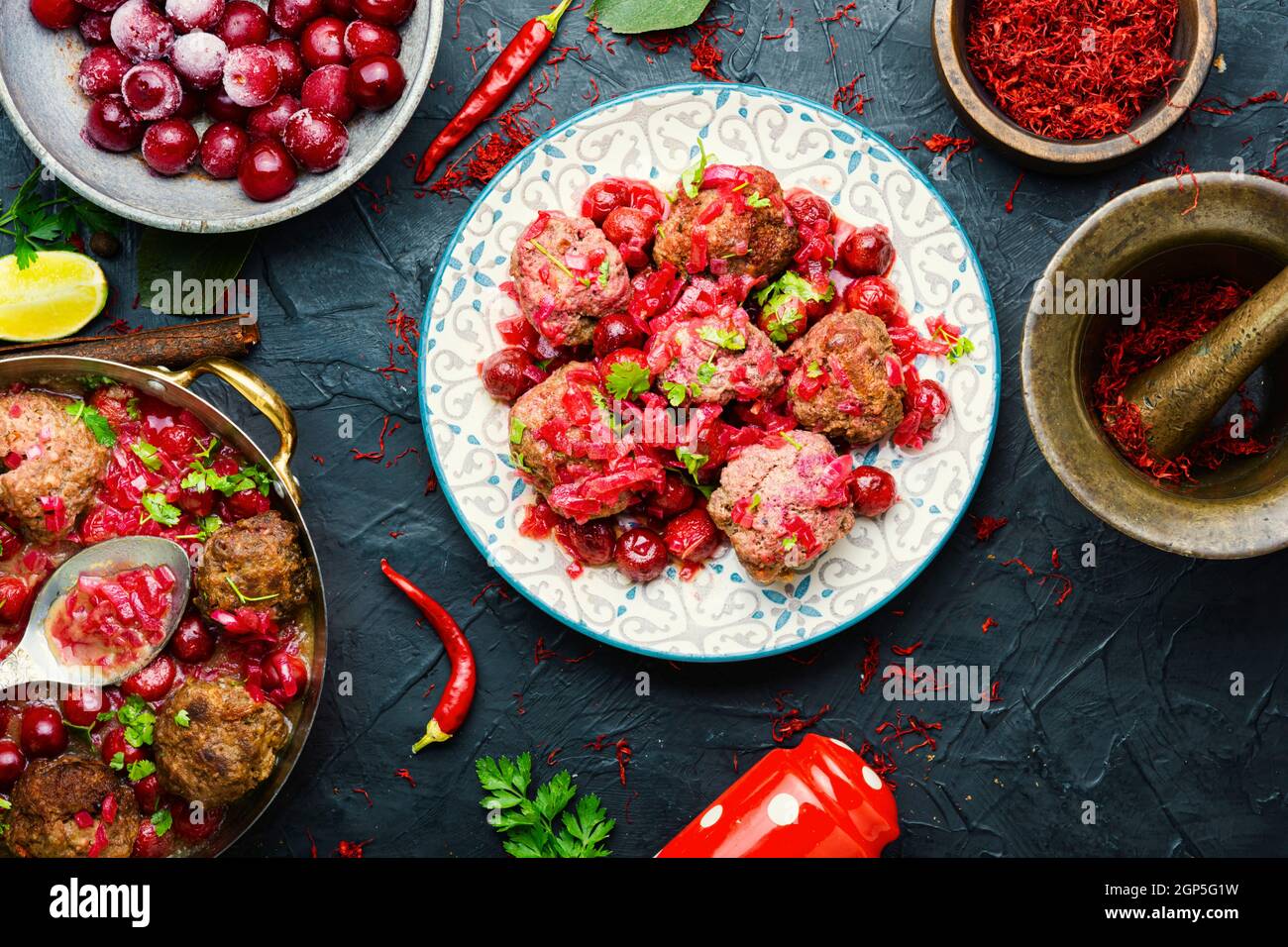 Arabic food lamb kufta spiced with saffron.Appetizing lamb meatballs ...