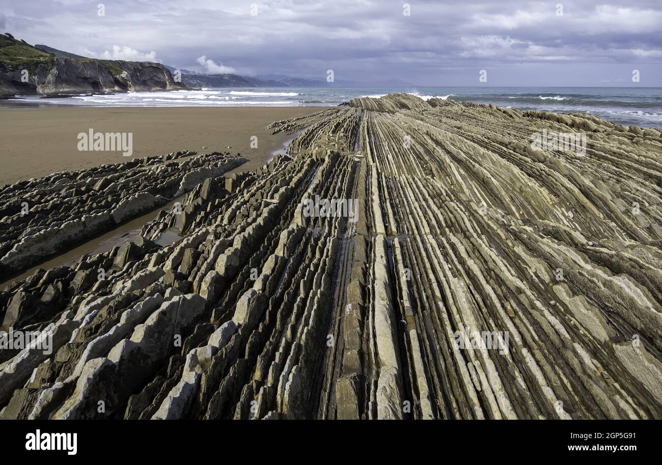 Detail of famous rock formation on a beach, erosion and nature, tourist ...