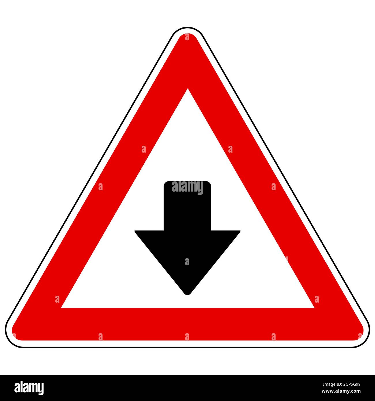Down arrow and attention sign Stock Photo - Alamy