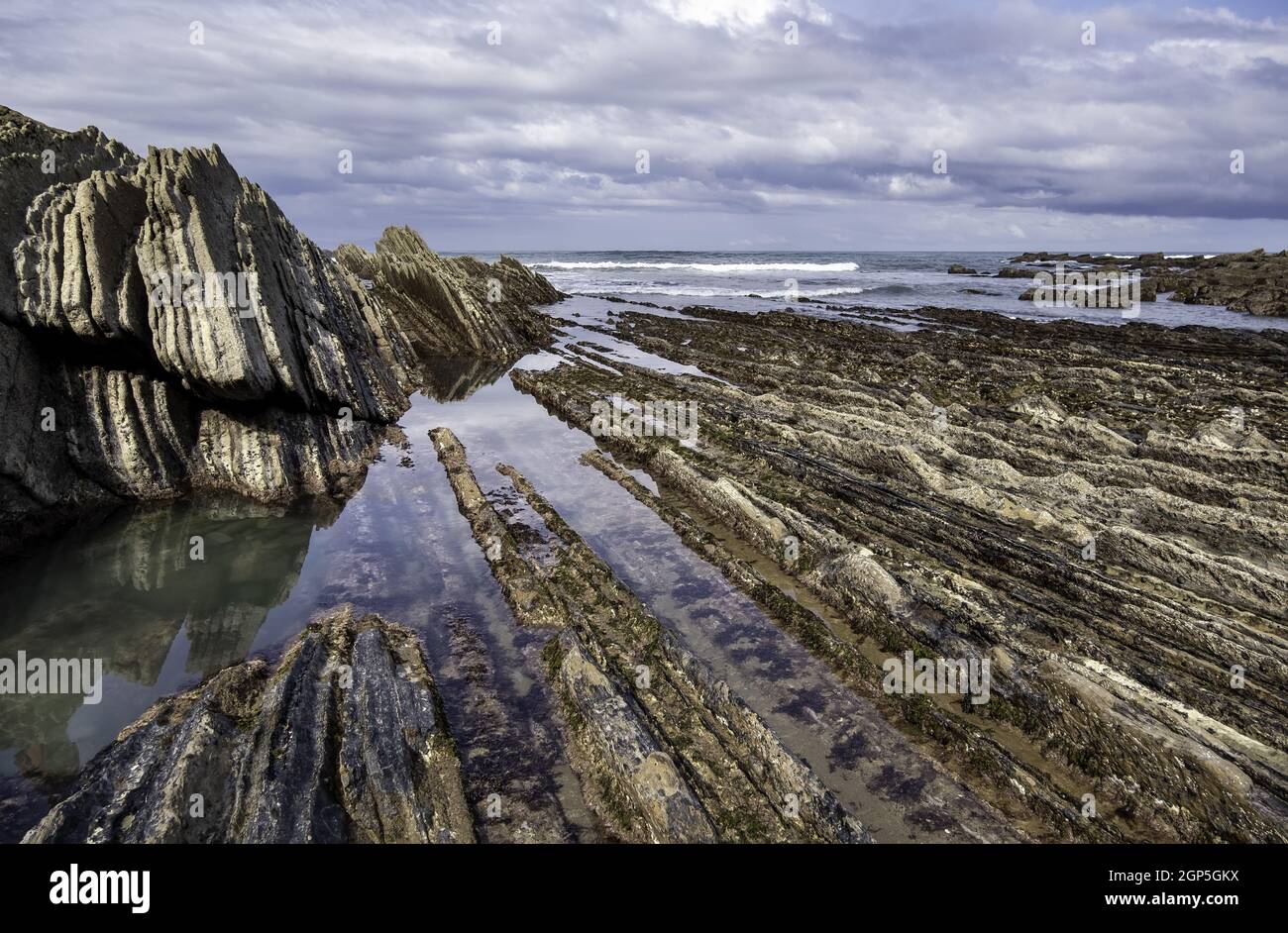 Detail of famous rock formation on a beach, erosion and nature, tourist ...