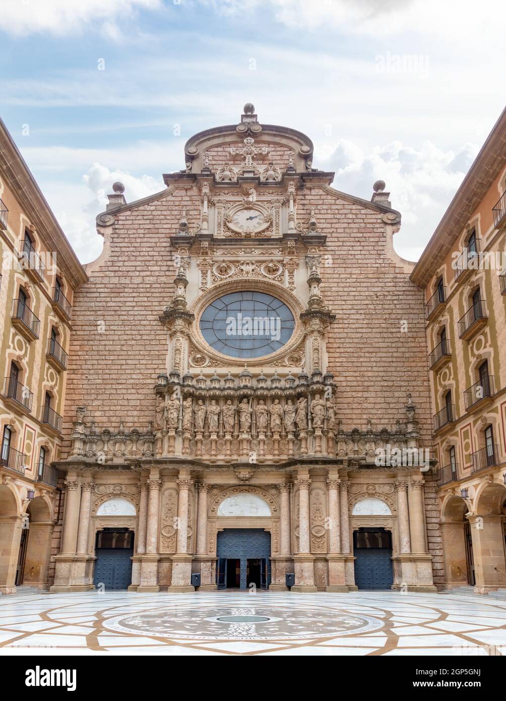 Facade of the entrance to the Montserrat Monastery in Barcelona ...