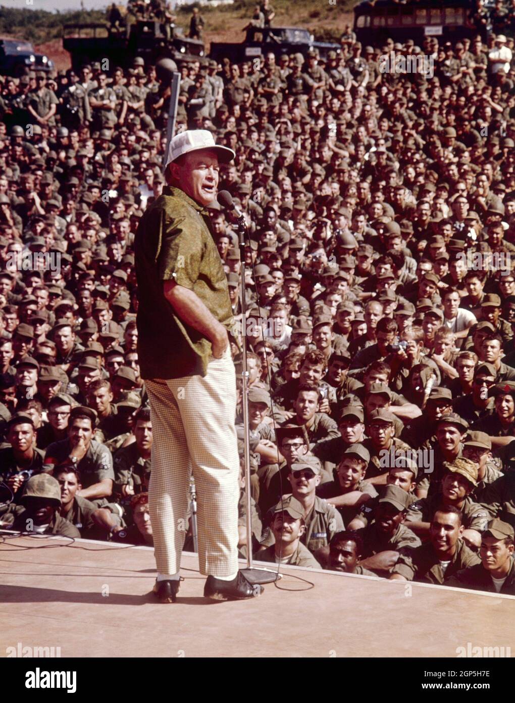 Bob Hope during one of his USO tours to entertain US troops in Vietnam ...