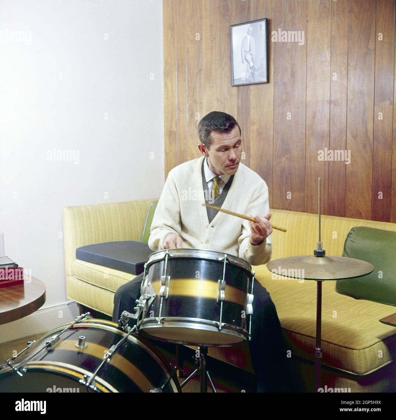 Johnny Carson, playing drums, 1960s. TV Guide / Courtesy Everett ...