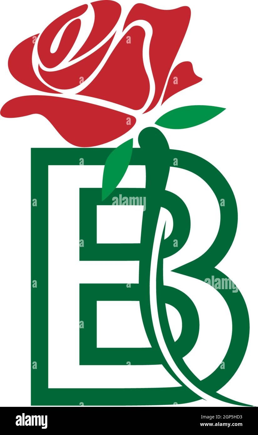 Letter B with rose icon logo vector template illustration Stock Vector ...