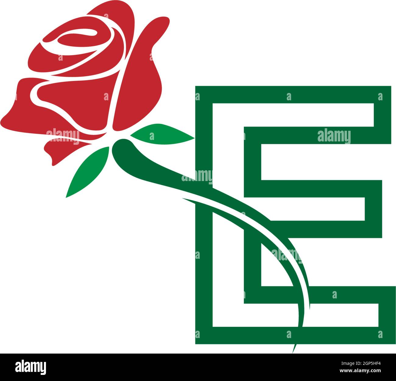 Letter E with rose icon logo vector template illustration Stock Vector ...