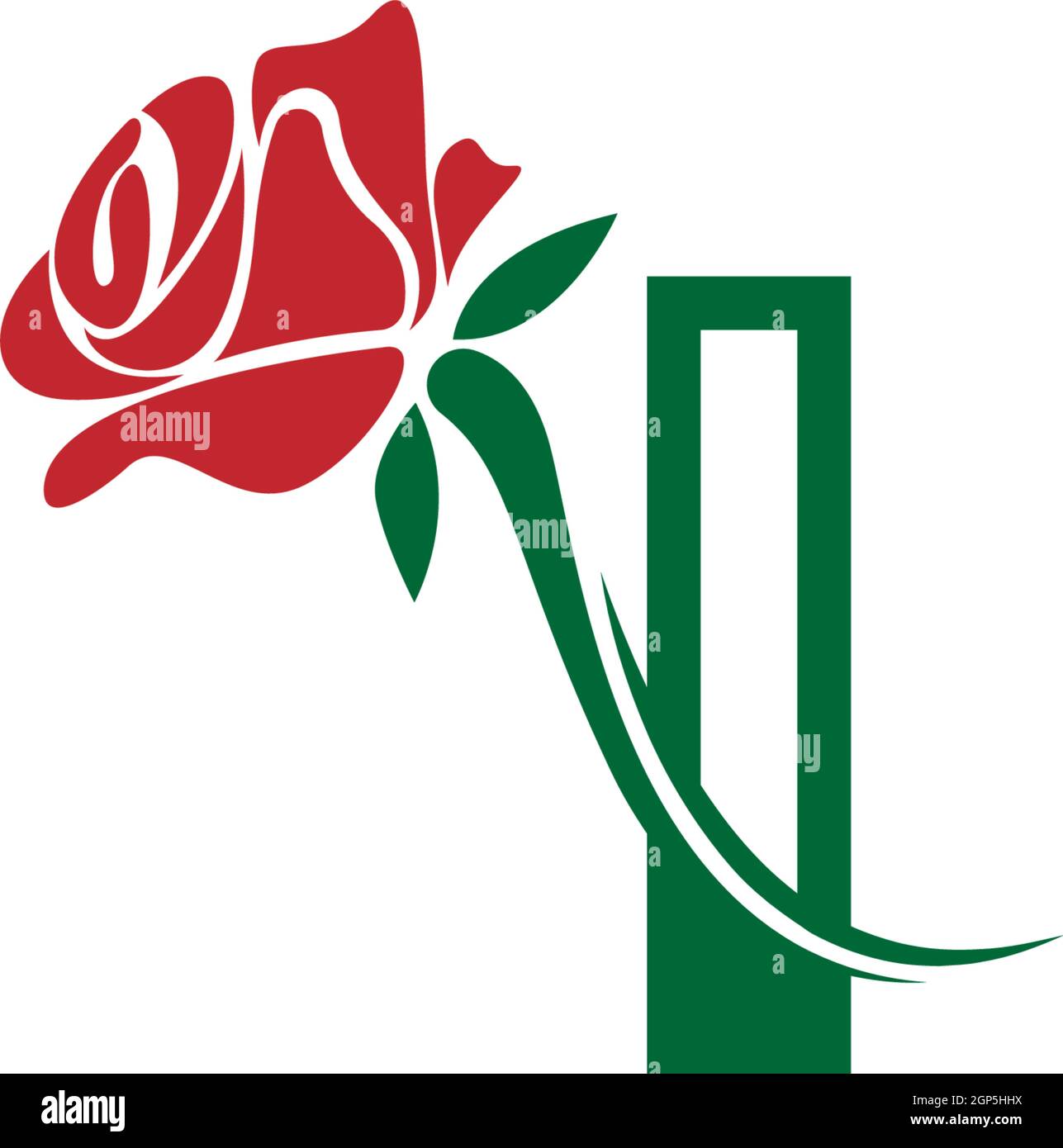 Letter I with rose icon logo vector template illustration Stock Vector ...