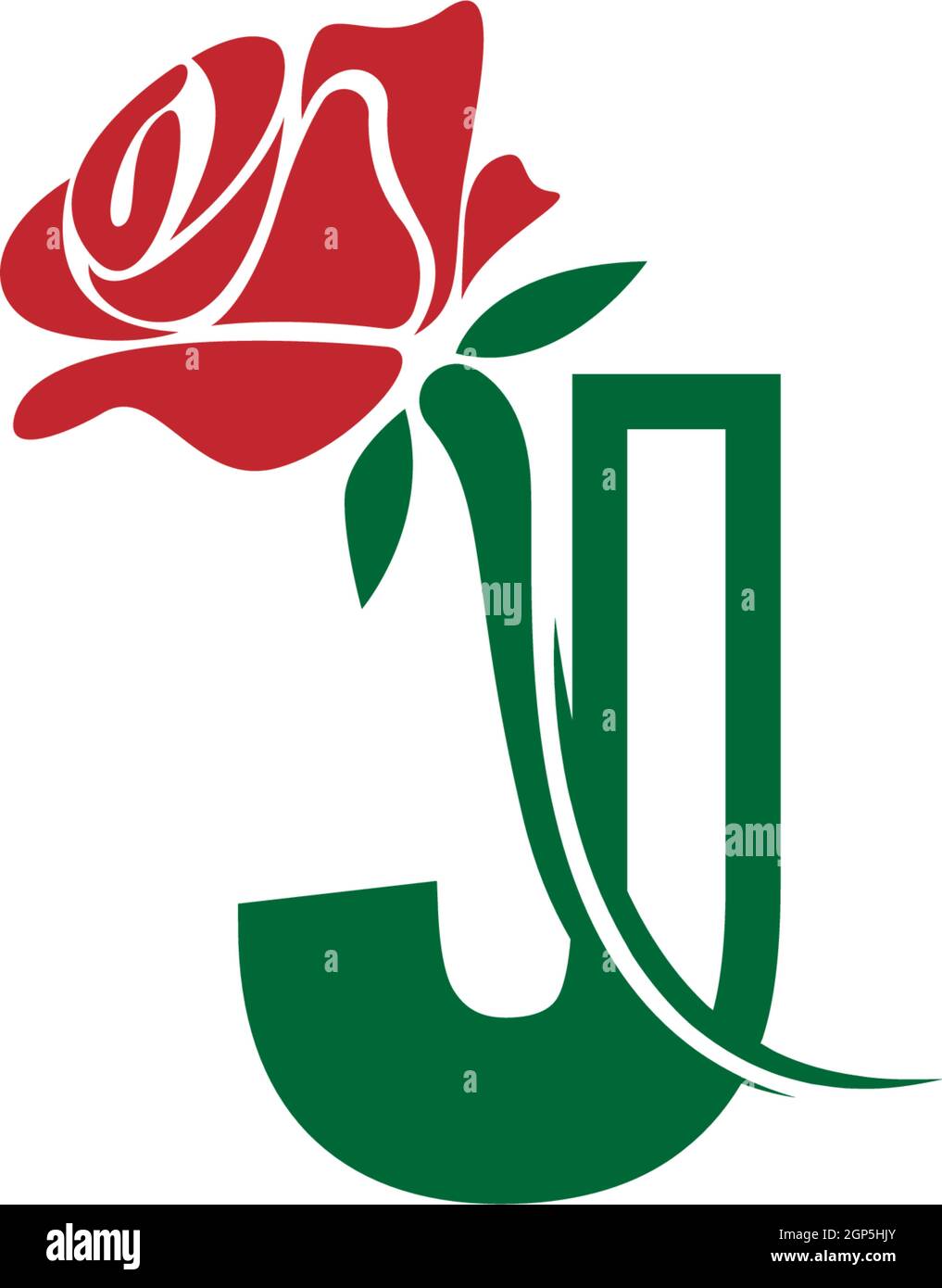 Letter J with rose icon logo vector template illustration Stock Vector ...