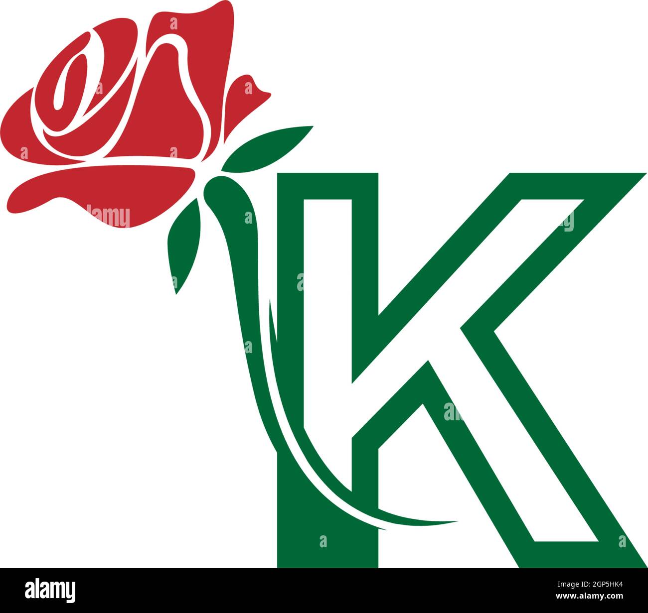 Letter K with rose icon logo vector template illustration Stock Vector ...