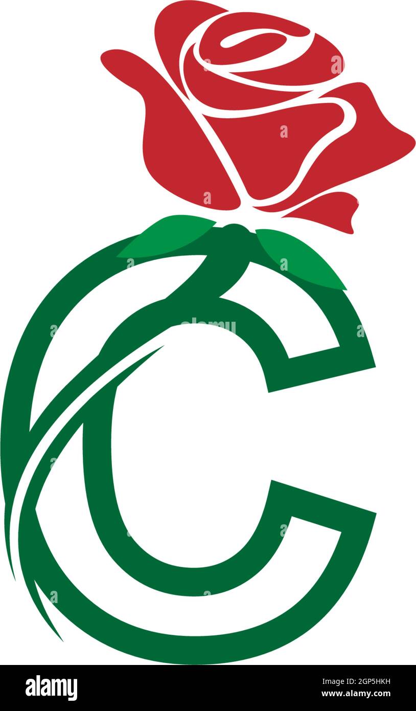 Letter C with rose icon logo vector template illustration Stock Vector ...