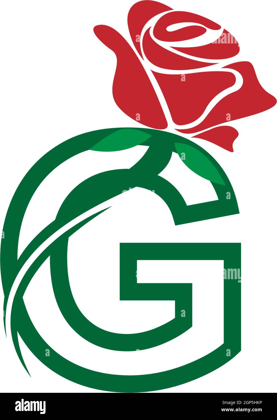 Letter G with rose icon logo vector template illustration Stock Vector ...