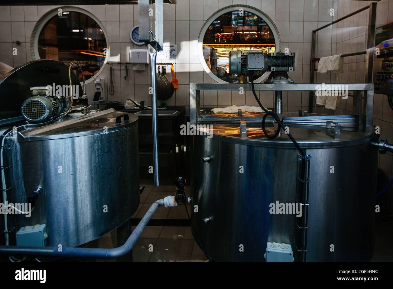 Craft cheese production line in the restaurant Stock Photo - Alamy