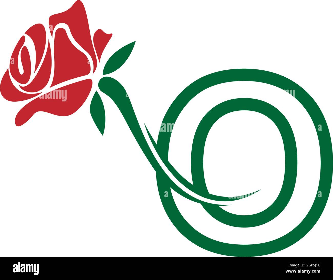 Letter O with rose icon logo vector template illustration Stock Vector ...