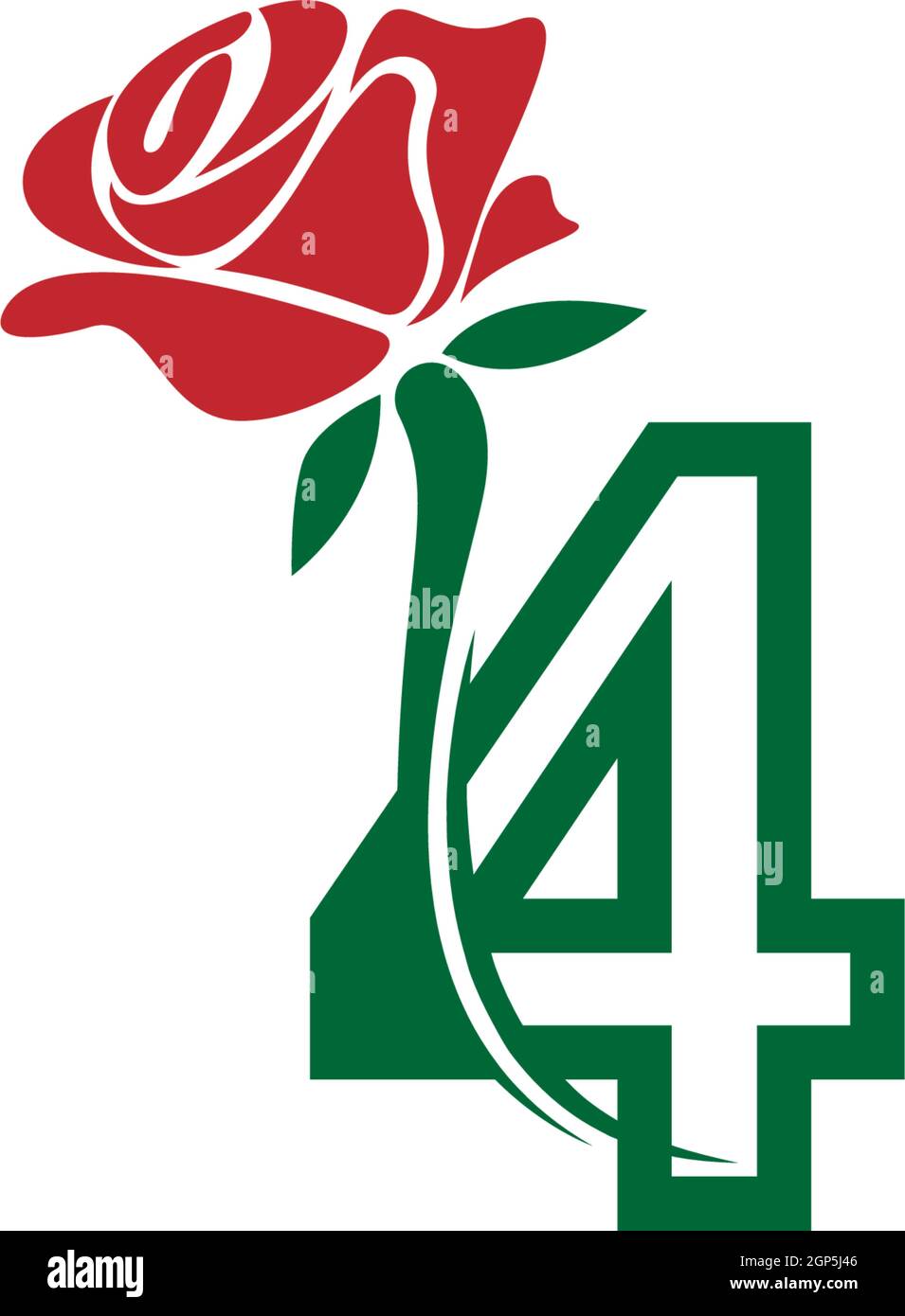 Number 4 with rose icon logo vector template illustration Stock Vector ...