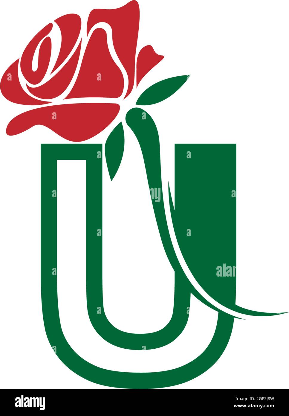 Letter U with rose icon logo vector template illustration Stock Vector ...