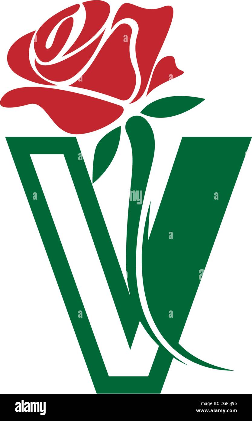 Letter V with rose icon logo vector template illustration Stock Vector ...