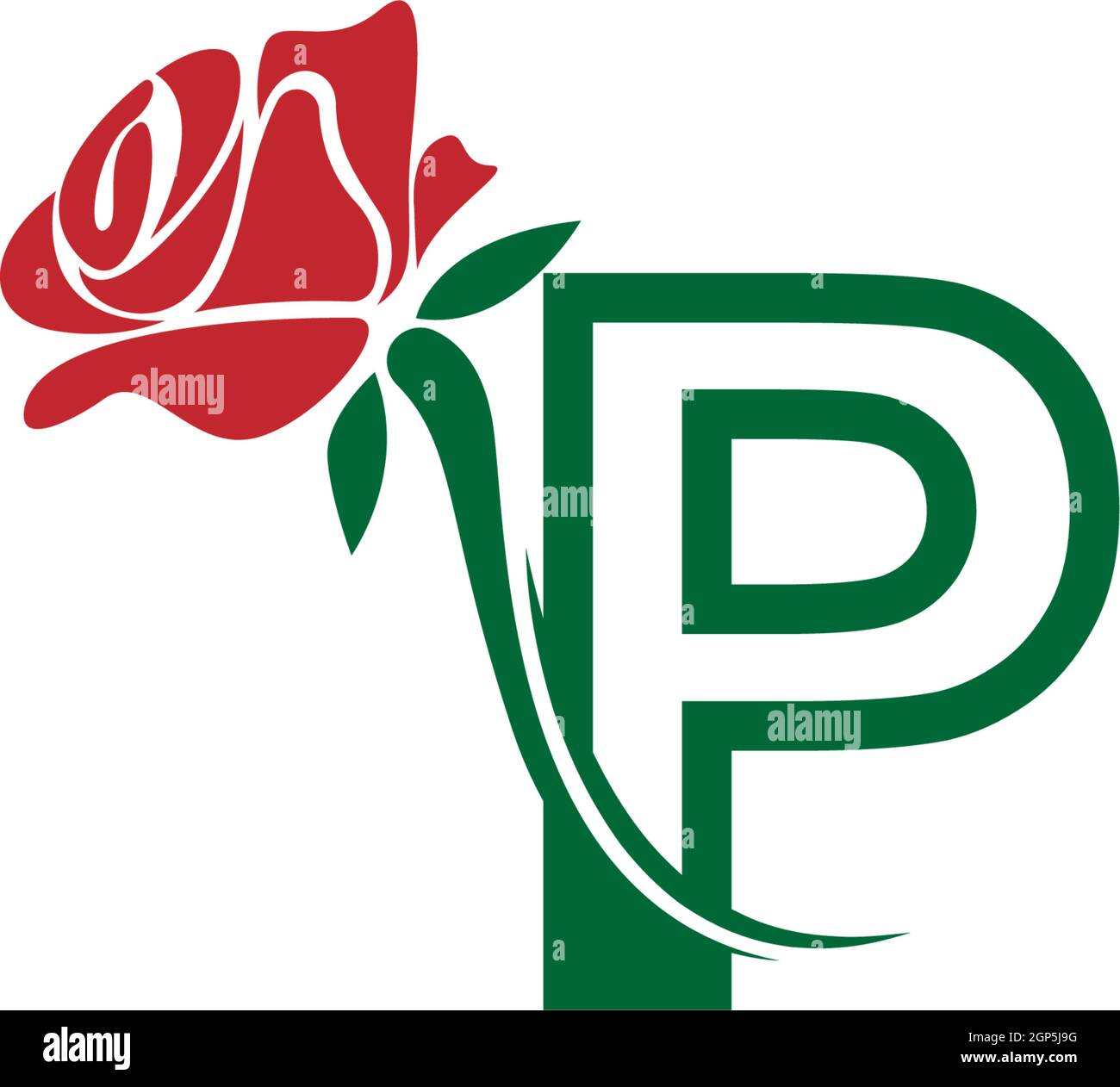 Letter P with rose icon logo vector template illustration Stock Vector ...