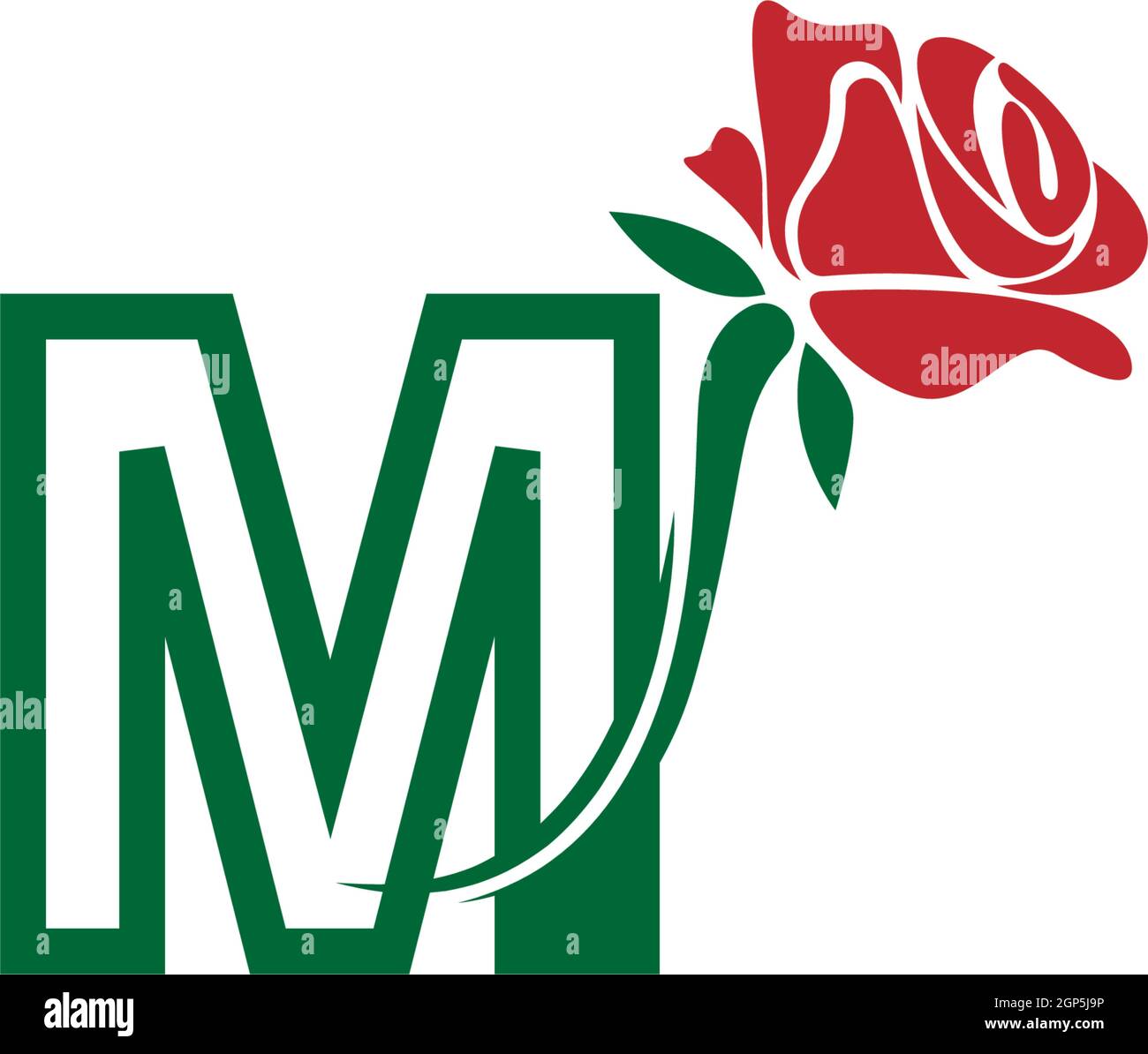 Letter M with rose icon logo vector template illustration Stock Vector ...