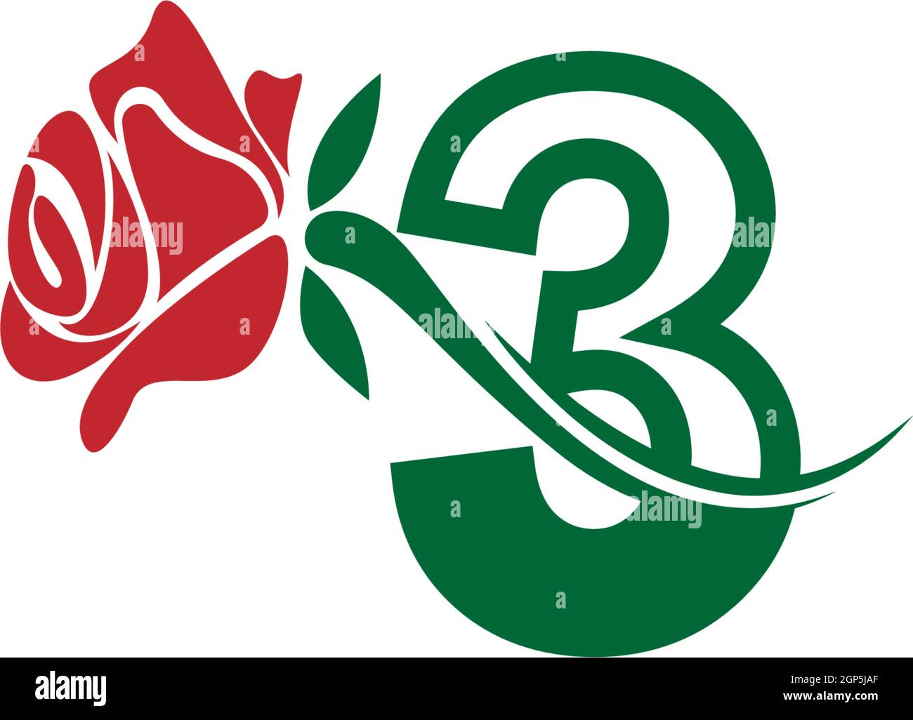 Number 3 with rose icon logo vector template illustration Stock Vector ...