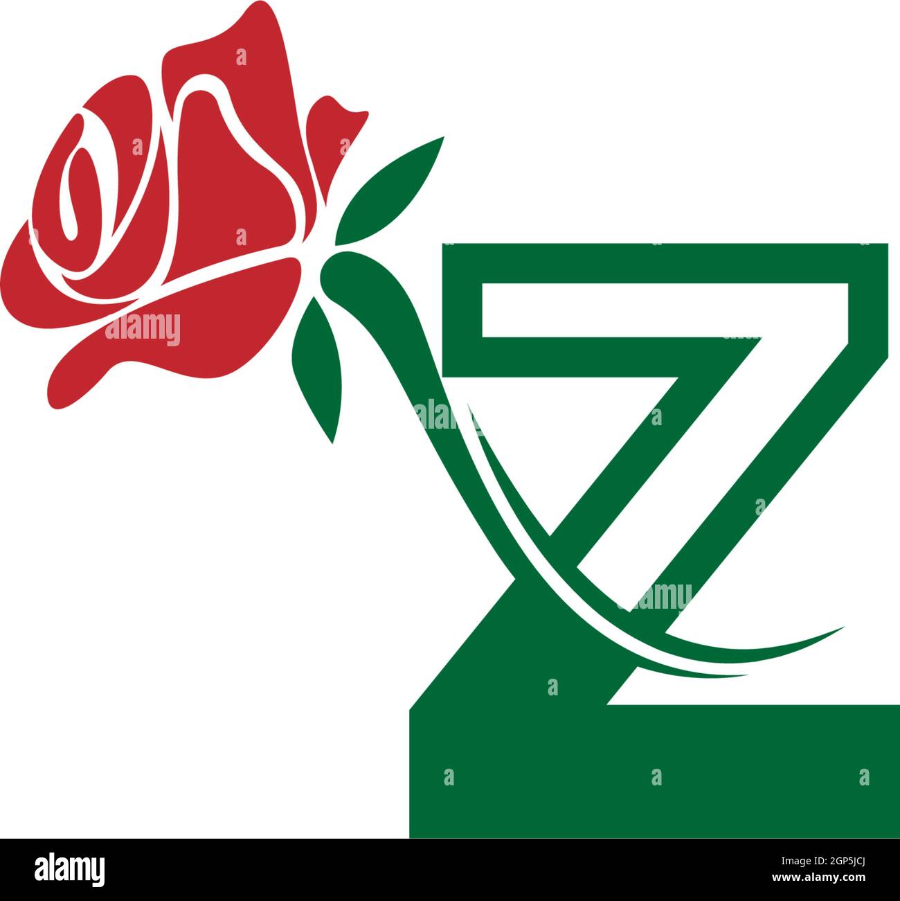 Letter Z with rose icon logo vector template illustration Stock Vector ...