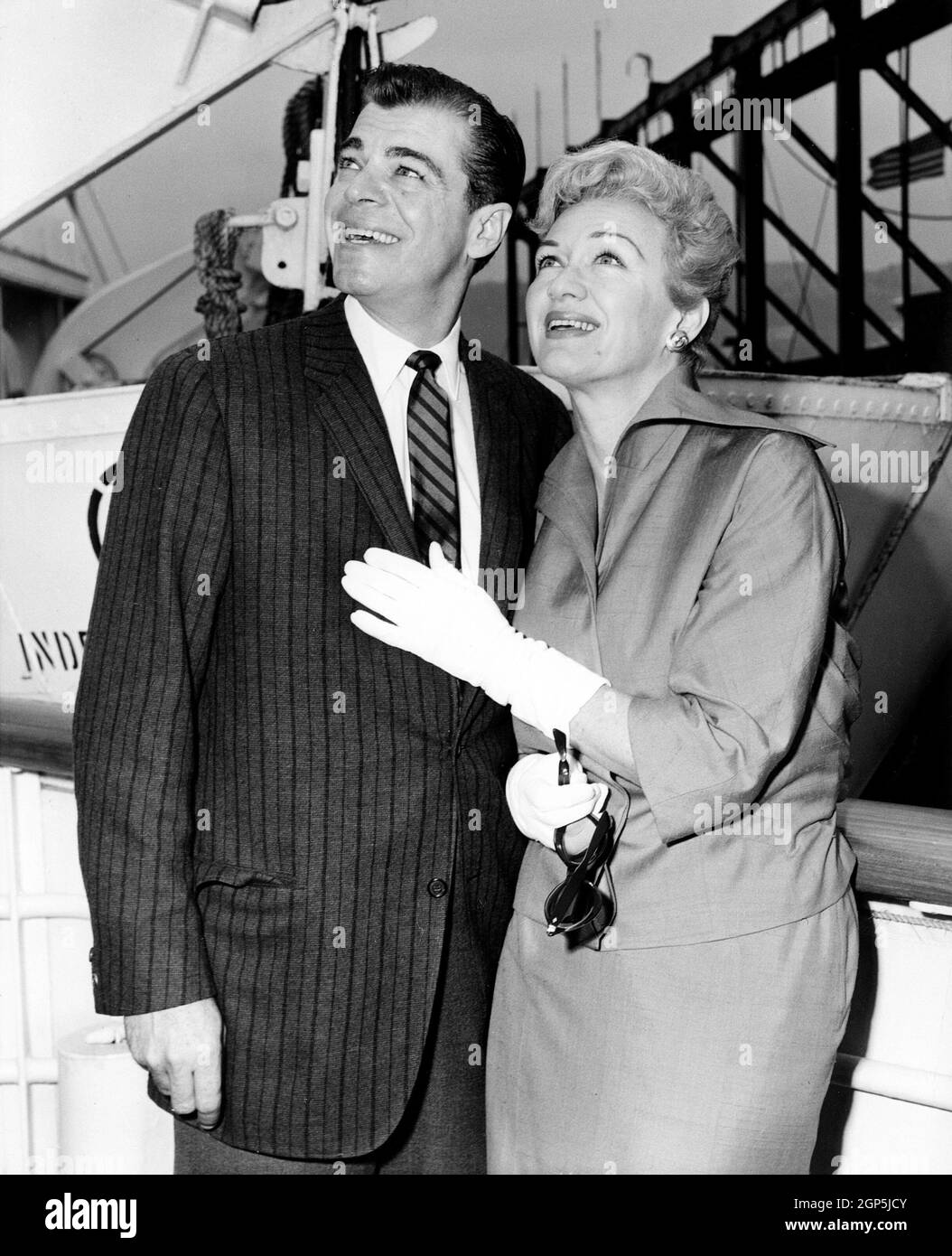 From left: Brooks West, with wife Eve Arden, aboard American Export ...