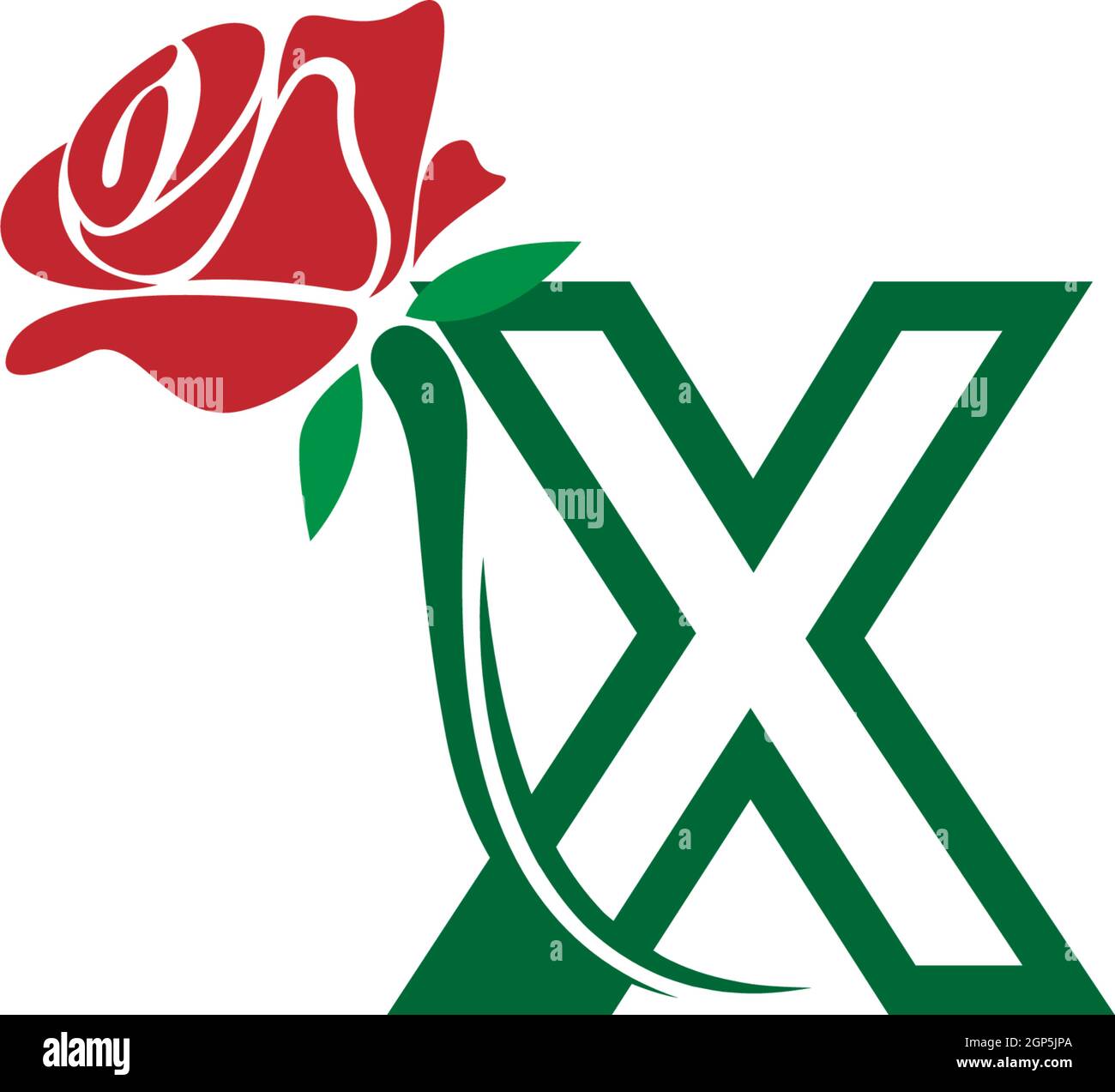 Letter X with rose icon logo vector template illustration Stock Vector ...