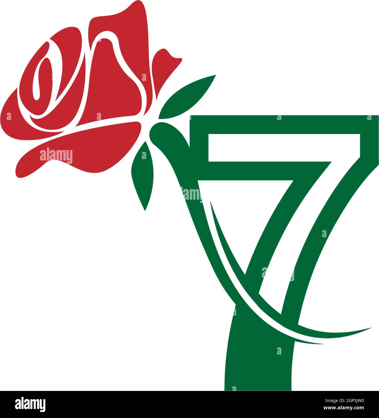Number 7 with rose icon logo vector template illustration Stock Vector ...