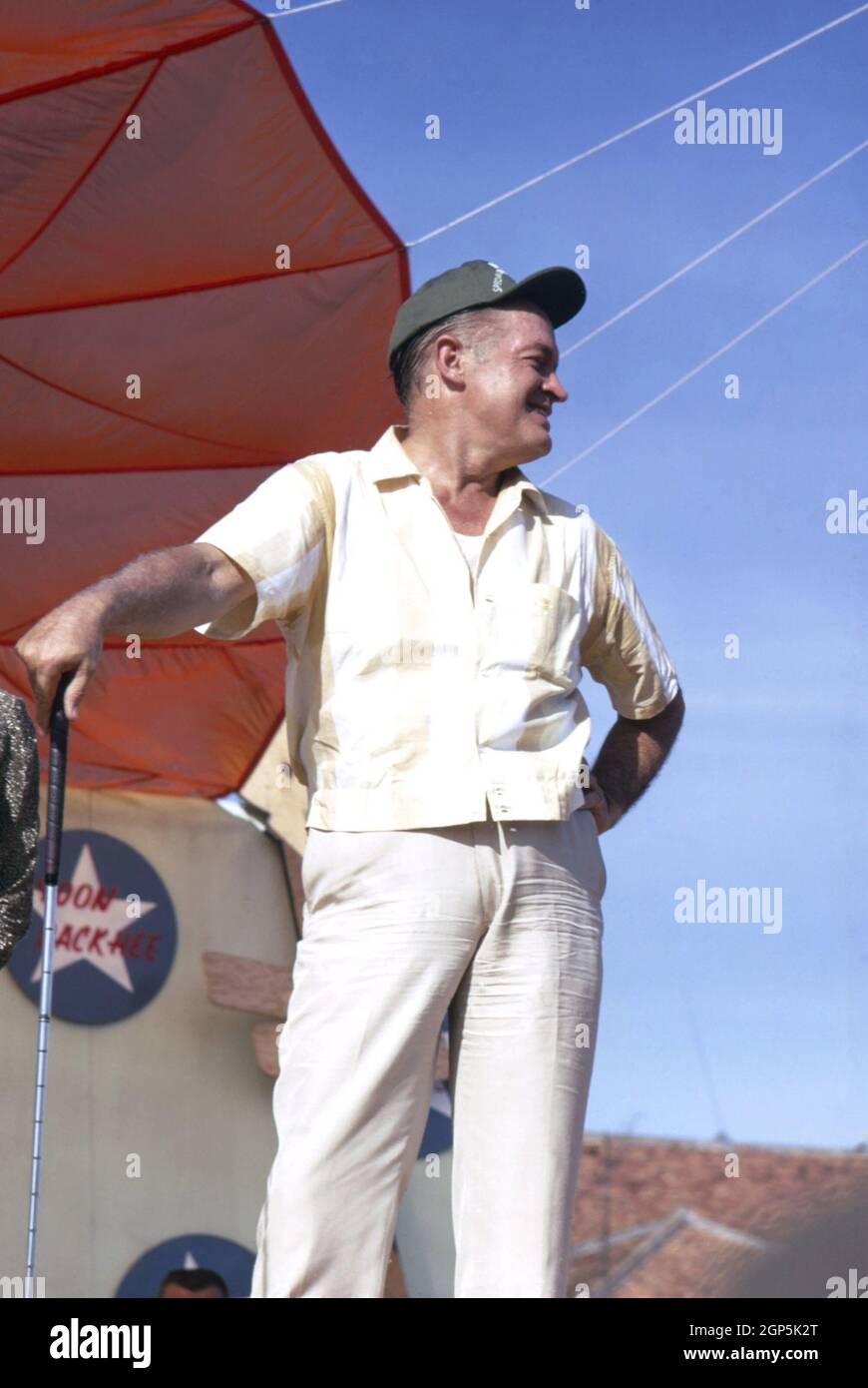 Bob Hope on the USS Ticeronderoga, off the coast of Vietnam during USO ...