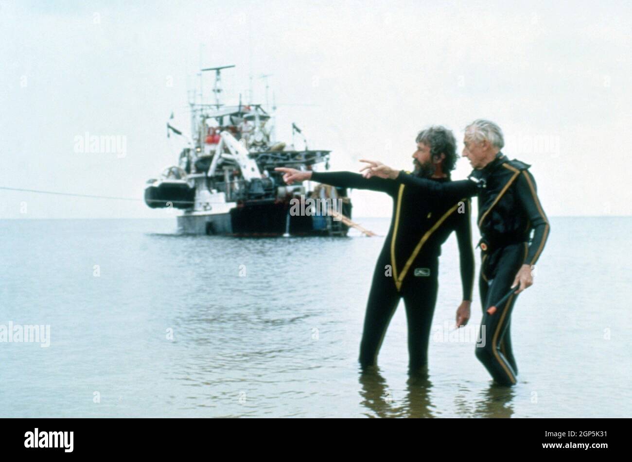 From left: Jean-Michel Cousteau, Jacques Cousteau, circa 1980s Stock ...