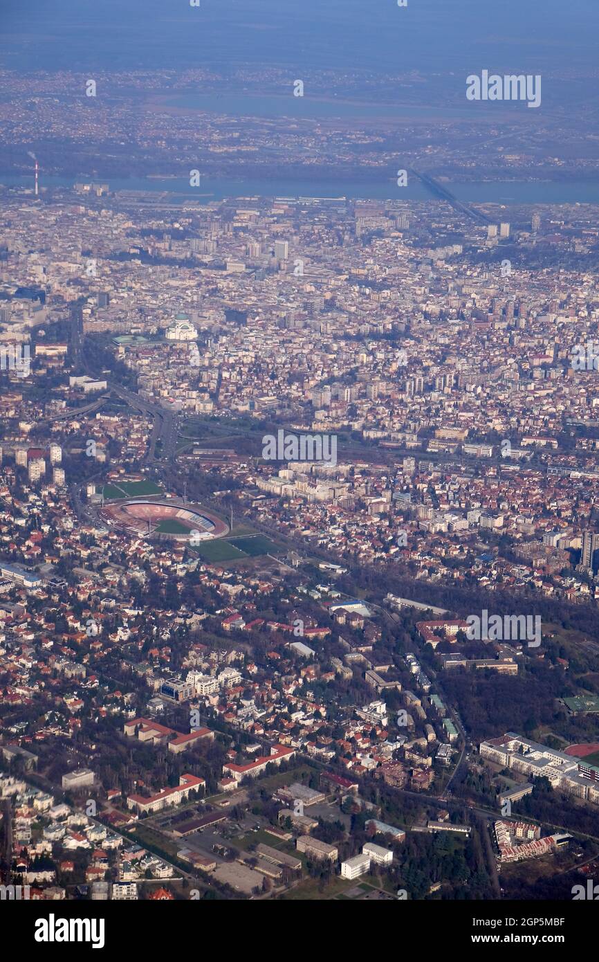 Aerial view of Belgrade, capital of Serbia Stock Photo - Alamy