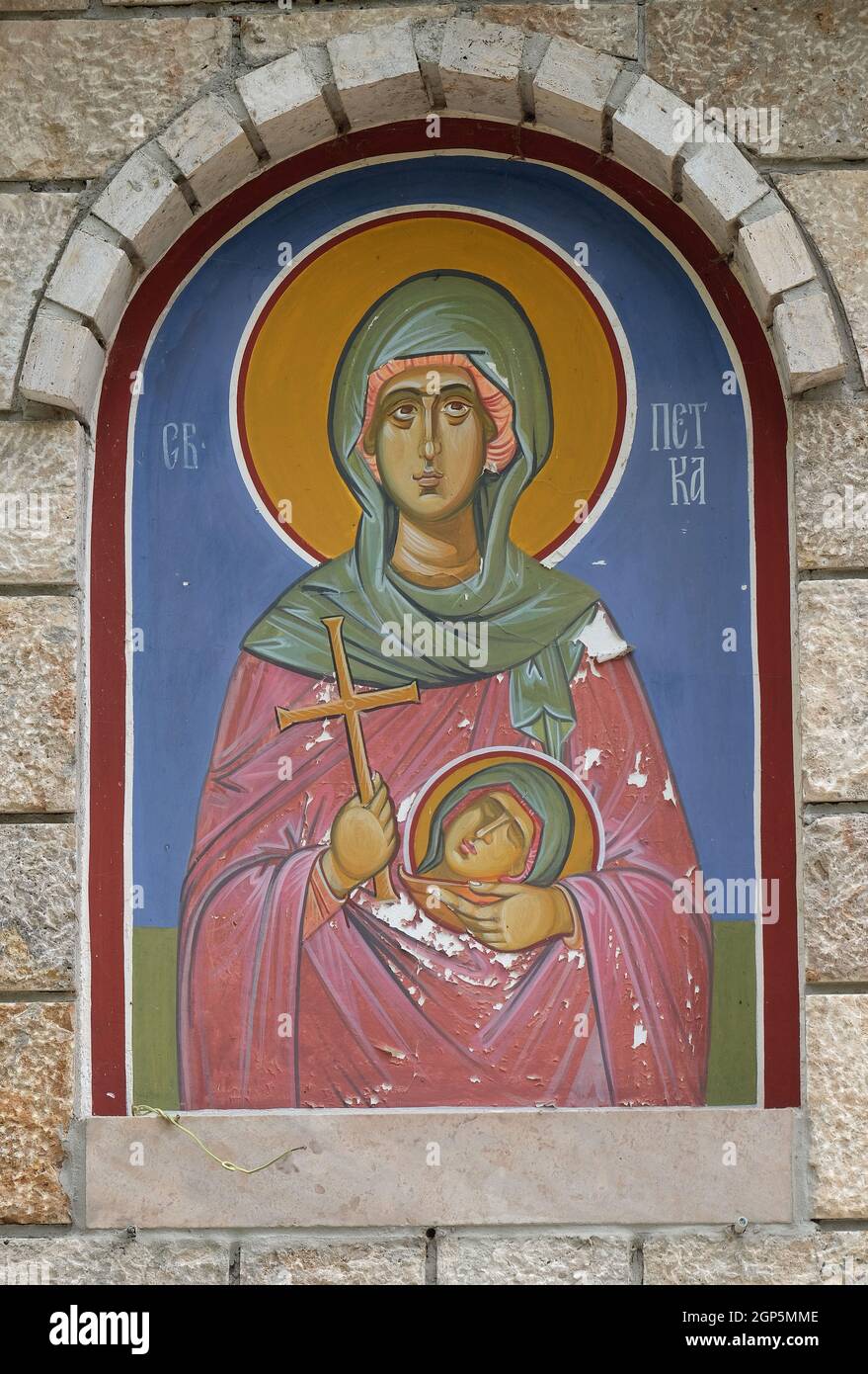 Saint Paraskeva, fresco in the Church of Saint Paraskeva of the Balkans ...